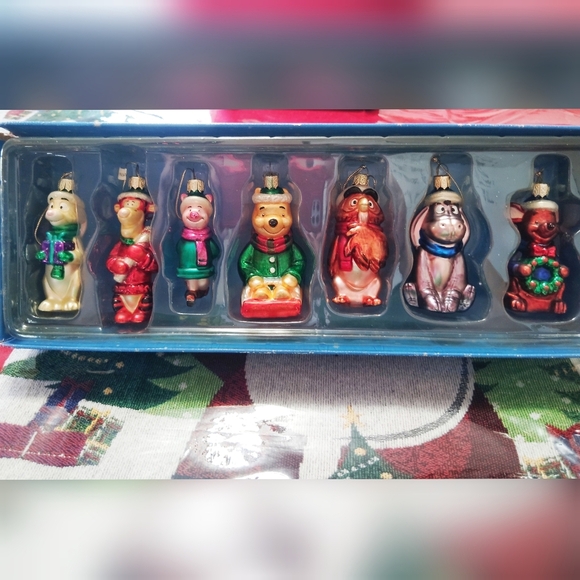 Disney | Holiday | Vintage Pooh Family Hand Blown Glass Ornaments ...